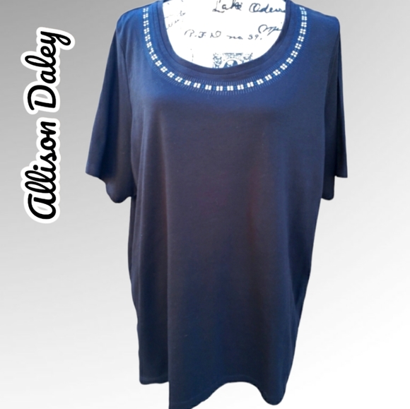 Allison Daley | Tops | Allison Daley Black Jeweled Top | Poshmark